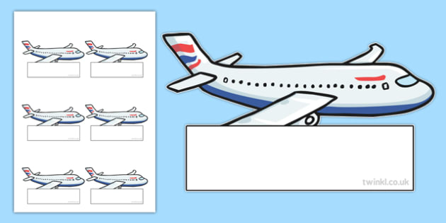 Plane Themed Editable Self-Registration Labels