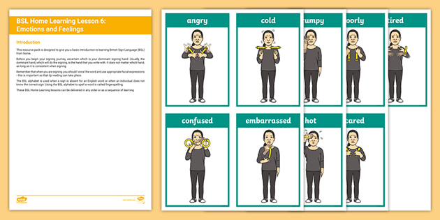 BSL Home Learning Lesson 6 - Emotions and Feelings