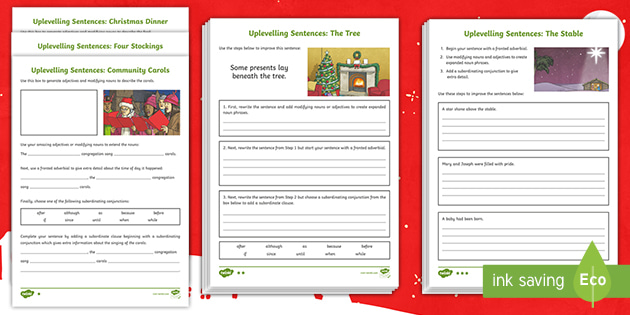 LKS2 Uplevelling Christmas Sentences Worksheets