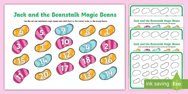 Jack and the Beanstalk Magic Bean Number Ordering 0-100 Activity