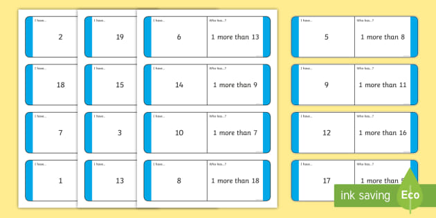 One More Than Loop Cards (teacher made)