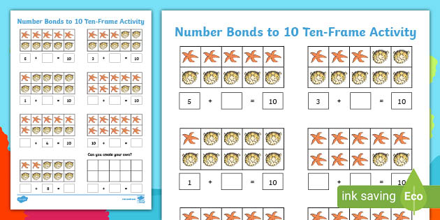 👉 Number Bonds to 10 Under the Sea Ten-Frame Activity