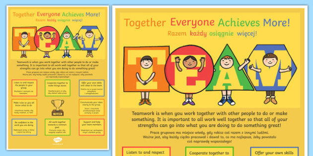 TEAM Large Motivational Poster KS2 Polish Translation