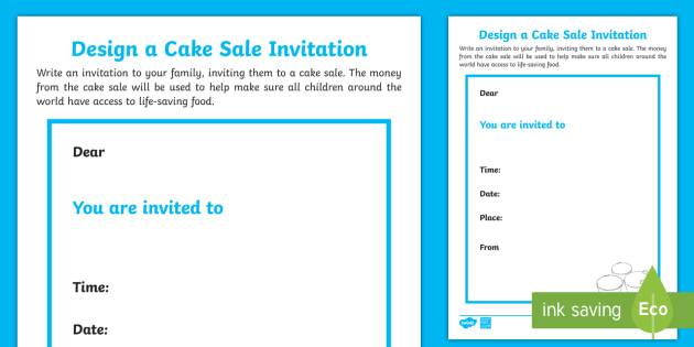 EYFS Cupcake Sale Invitation Worksheet / Worksheet