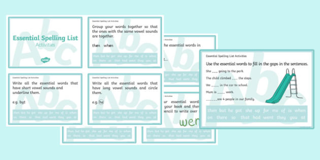 New Zealand Essential Spelling List 2 Challenge Cards