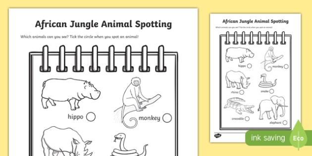 African Jungle Explorers Role Play Animal Spotting Form