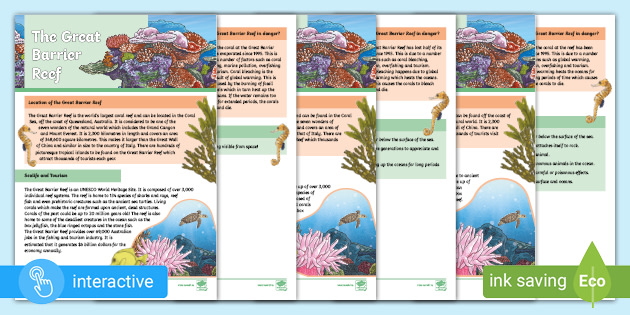 The Great Barrier Reef Differentiated Reading Comprehension