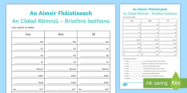 The Future Tense – An Aimsir Fháistineach – An Chéad Réimniú