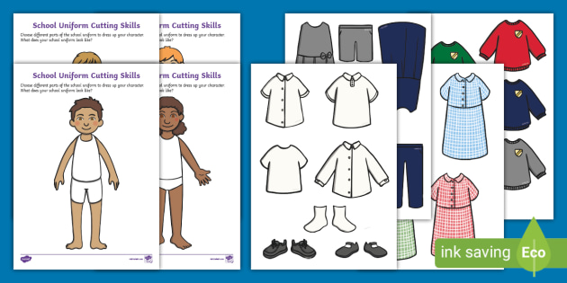 School Uniform Cutting Skills Activity (teacher made)