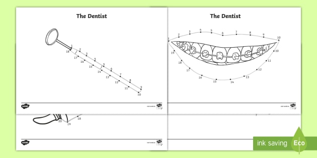 The Dentist Aistear Dot to Dot Worksheet (teacher made)