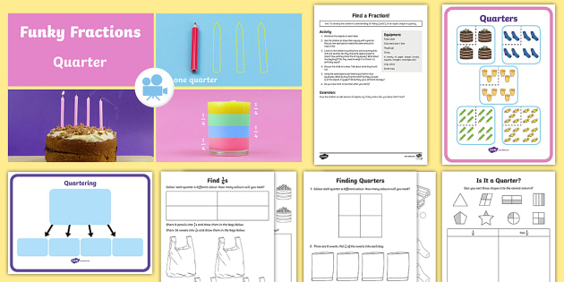 KS1 Fractions: Quarters Activity Pack with video