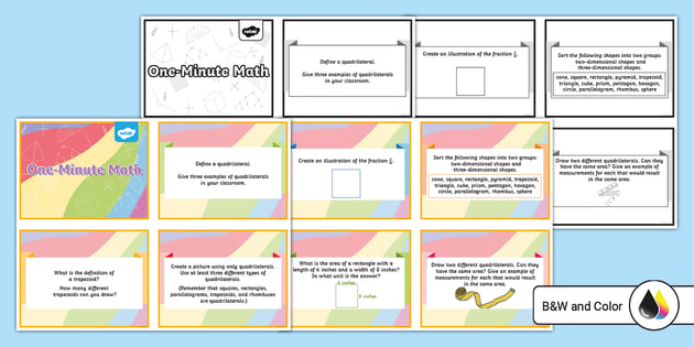 Third Grade Geometry: One-Minute Math Task Cards