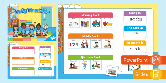 Interactive Daily Timetable PowerPoint and Google Slides