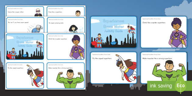 Superheroes Gross Motor Activity Cards - comics, comic books