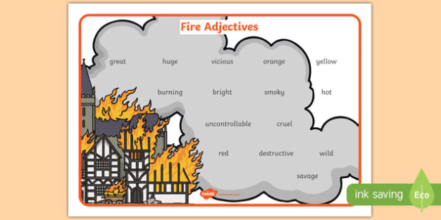 Fire Adjectives Word Mat