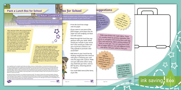 Pack a Lunch Box for School (Ages 5 - 7) (teacher made)