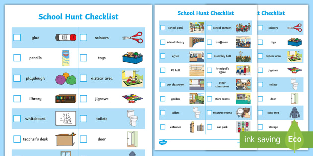 The School Aistear Welcome Hunt Checklist (teacher made)