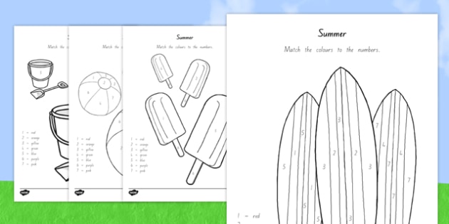 Summer Themed Colour by Number