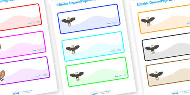 👉 Editable Drawer - Peg - Name Labels (Eagles)