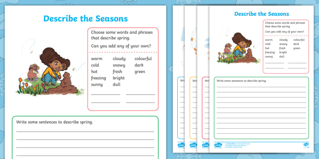 Describe the Seasons Writing Worksheets | Primary Resource