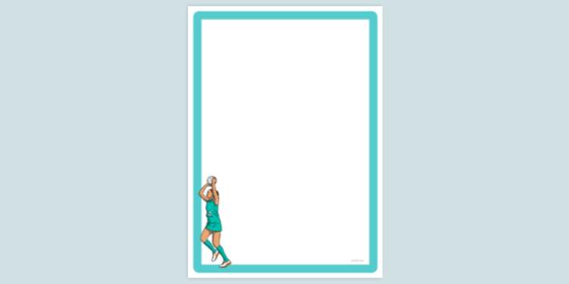 FREE! - Simple Blank Netball Player Shooting Page Border | Twinkl