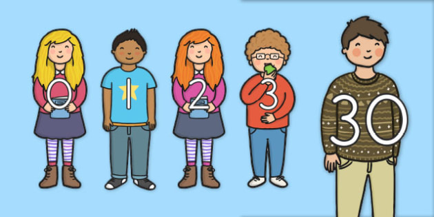 Math Bulletin Board Ideas - Numbers On Children 1-30