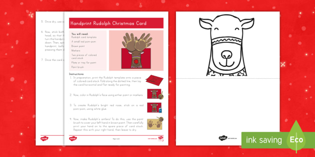 Rudolph Handprint Christmas Card Craft - English (United States)
