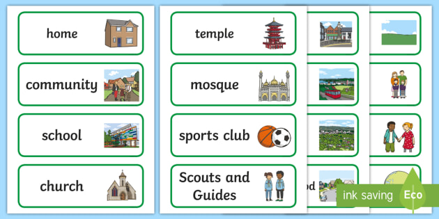 Places We Belong To Picture Word Cards