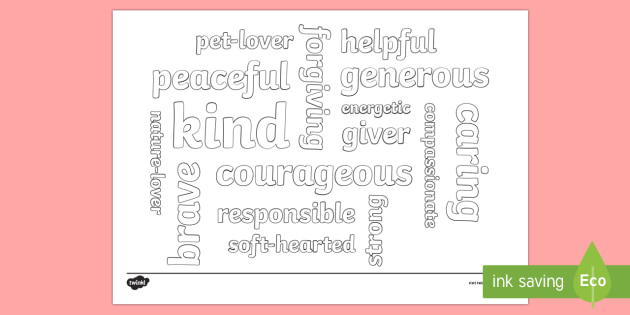 Kind Words Mindfulness Colouring Page - mindfulness, kind