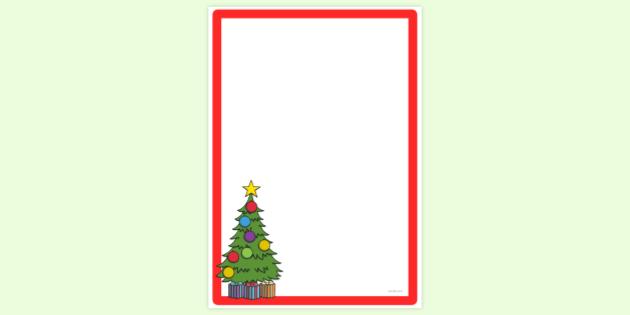 FREE! - Christmas Tree with 7 Ornaments Page Border