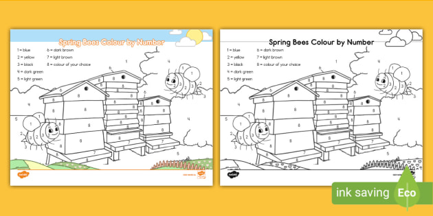 Spring Bees Primary Colour by Number Activity (teacher made)