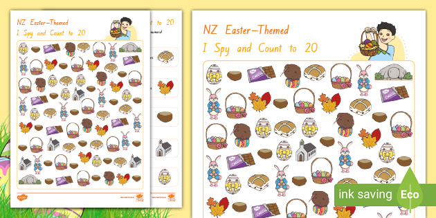 NZ Easter-Themed I Spy Counting to 20 Activity