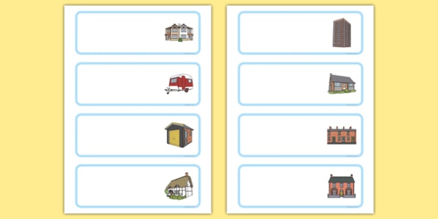 FREE! - Houses and Homes Themed Drawer Peg Name Labels