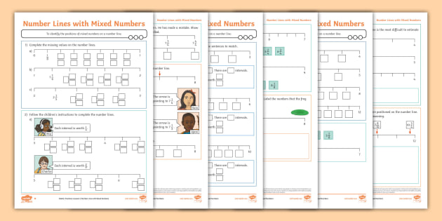 Mixed Numbers On Number Line Worksheets