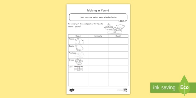 Making a Pound Worksheet / Worksheet (teacher made)