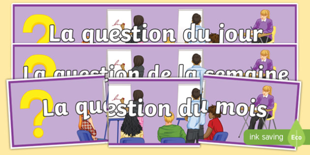 Question of the Day Week Month French Display Banner