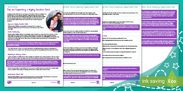 Tips for Supporting a Hypersensitive Child (teacher made)