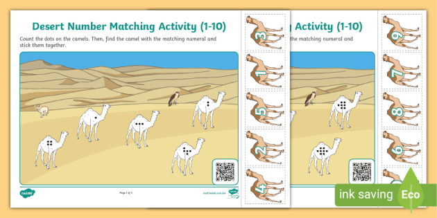 Desert Number Matching Activity (1-10) (teacher made)