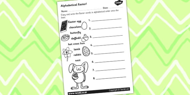 Easter Alphabet Ordering Worksheet