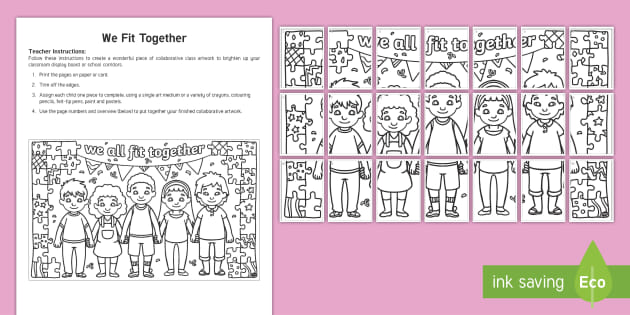 We Fit Together Collaborative Colouring Activity - Twinkl