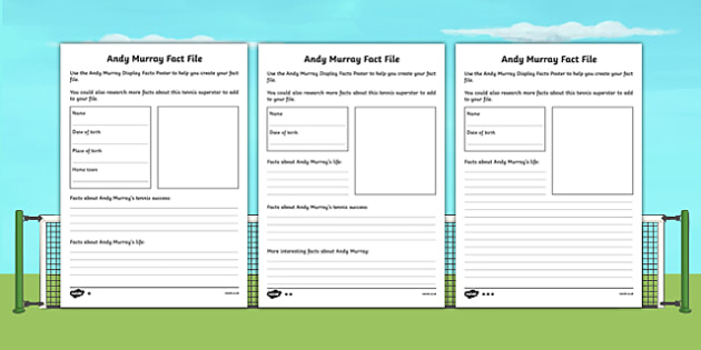 Andy Murray Fact File Worksheet / Worksheet Pack
