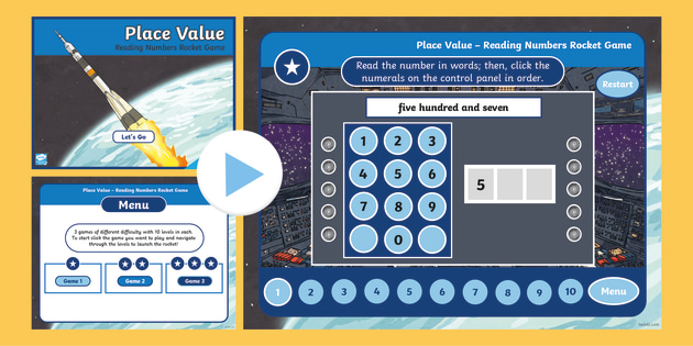 Place Value – Reading Numbers Rocket Game (teacher made)