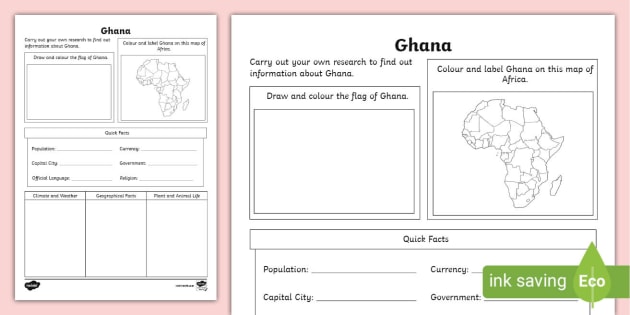 KS2 Ghana Research Activity - Geographical Research Template