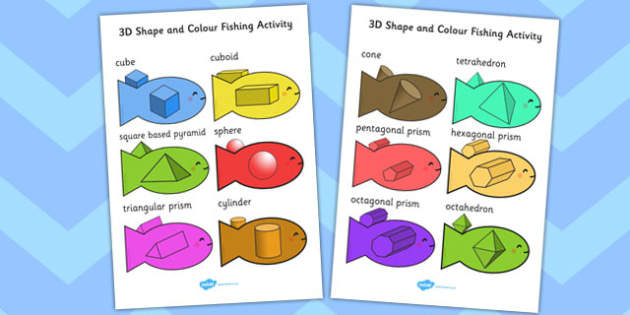3D Shape and Color Fishing Activity (teacher made)