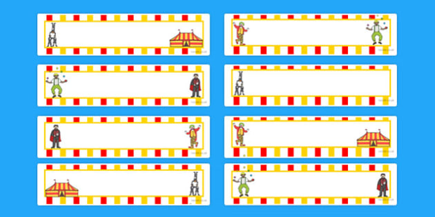 Circus Themed Editable Gratnells Tray Labels - tray label