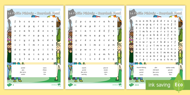 Cuardach Focal: Lá le Pádraig (teacher made)