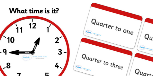 Clock Matching Game - Quarter To
