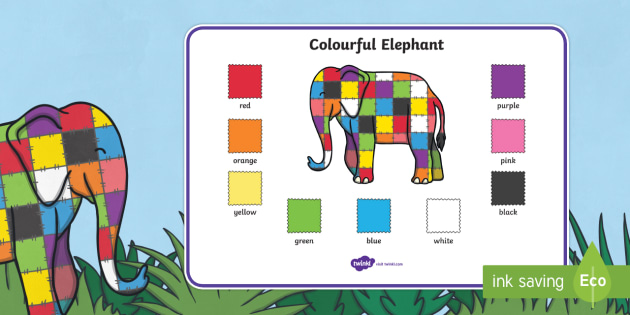 Colour Word Mat to Support Teaching on Elmer (teacher made)