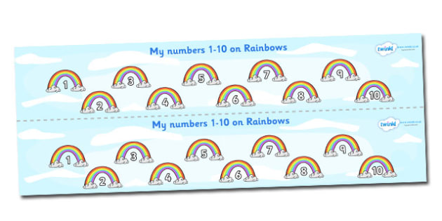 1-10 on Rainbows Number Strips (teacher made)