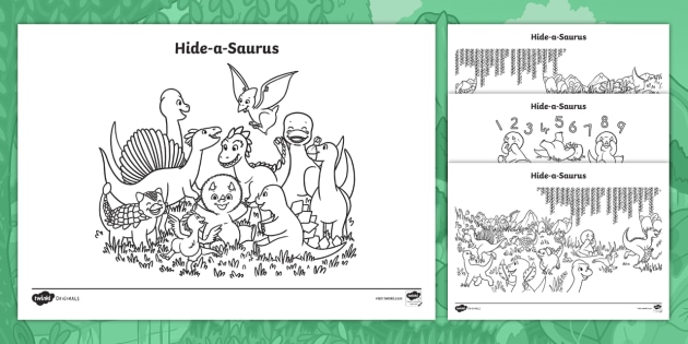 Hide-a-Saurus Dinosaur Colouring Pages